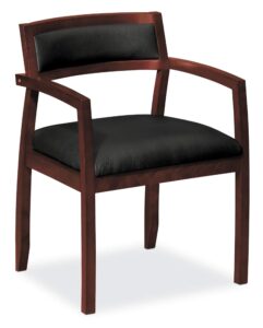 hon topflight wood guest chair - leather seated guest chair with arms, office furniture, mahogany finish (vl852)