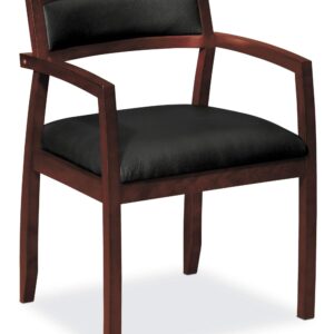 HON Topflight Wood Guest Chair - Leather Seated Guest Chair with Arms, Office Furniture, Mahogany Finish (VL852)