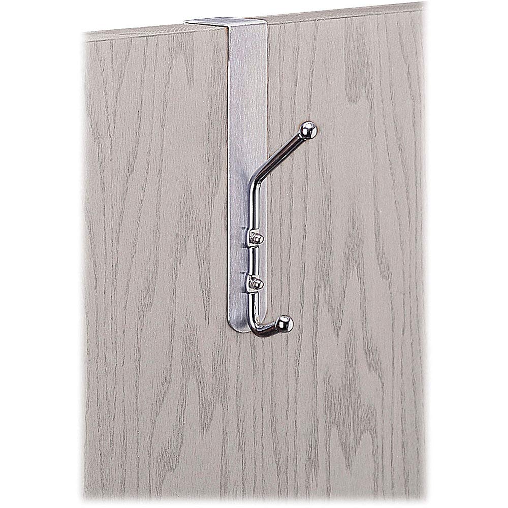 Safco Over-The-Door Double Coat Hook, Chrome-Plated Steel, Satin Aluminum Base (4166)