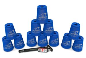 speed stacks | official sport stacking set, blue - 12 cups and holding stem | top grade materials, low friction | wssa approved