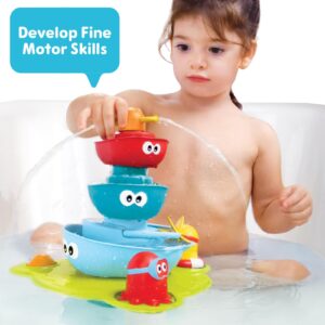 Yookidoo Baby Bath Toy (7 Piece Set) - Stack N' Spray Bathtub Fountain - Magical Spray Fountain for Bathtime Fun