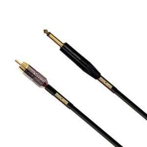 mogami gold ts-rca-12 unbalanced audio adapter cable, 1/4" ts male plug and rca male plug, gold contacts, straight connectors, 12 foot