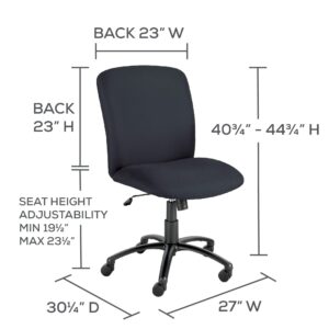 Safco High Back Big and Tall Swivel Desk Task Chair Adjustable Height and Rolling Base, Rated for 24-7 Use, 500 lbs. Weight Capacity, Work or Home Office, Black (3490BL)