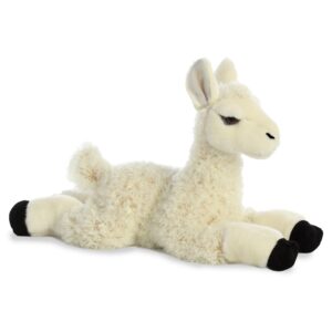 aurora® adorable flopsie™ llama stuffed animal - playful ease - timeless companions - white 12 inches