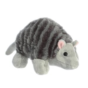 aurora® adorable mini flopsie™ armadillo stuffed animal - playful ease - timeless companions - gray 8 inches