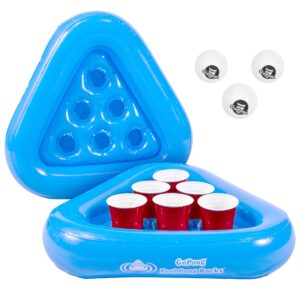 gopong pool pong rack floating beer pong set, includes 2 rafts and 3 pong balls