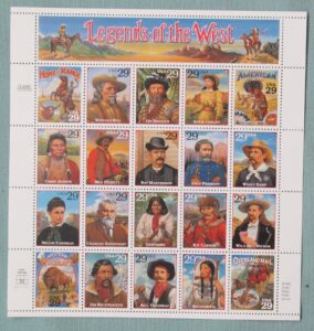 legends of the west complete pane of twenty 29 cent stamps scott 2869 by usps