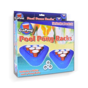 GoPong Pool Pong Rack Floating Beer Pong Set, Includes 2 Rafts and 3 Pong Balls