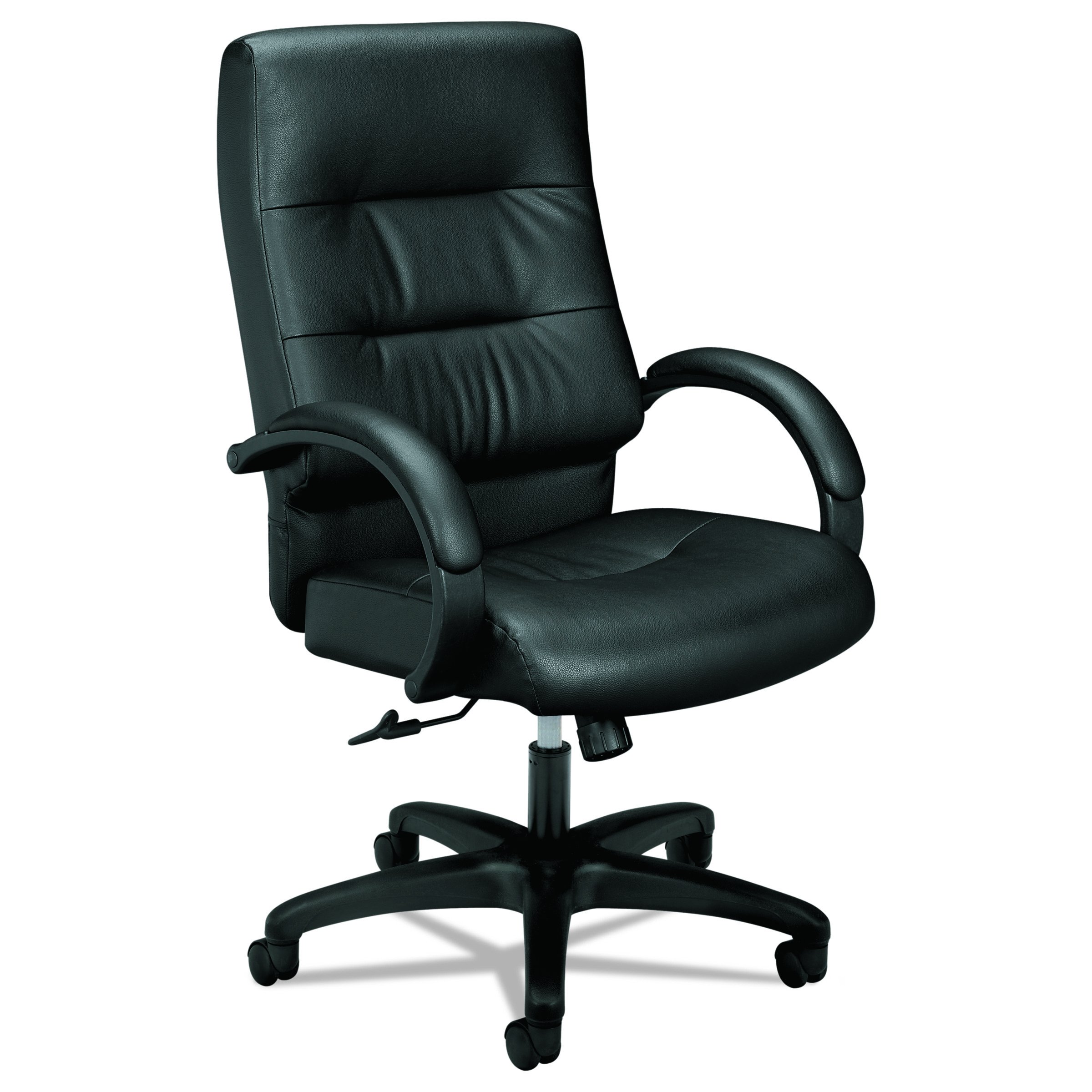 HON Client Leather Executive Chair - High Back Armed Office Chair for Computer Desk, Black (HVL691)