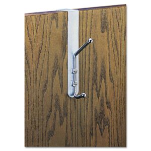 safco over-the-door double coat hook, chrome-plated steel, satin aluminum base (4166)