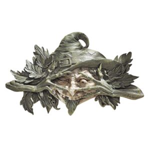 design toscano poison ivy forest witch greenman wall hanging sculpture, 15.5" wx2 dx9.5 h, two tone stone