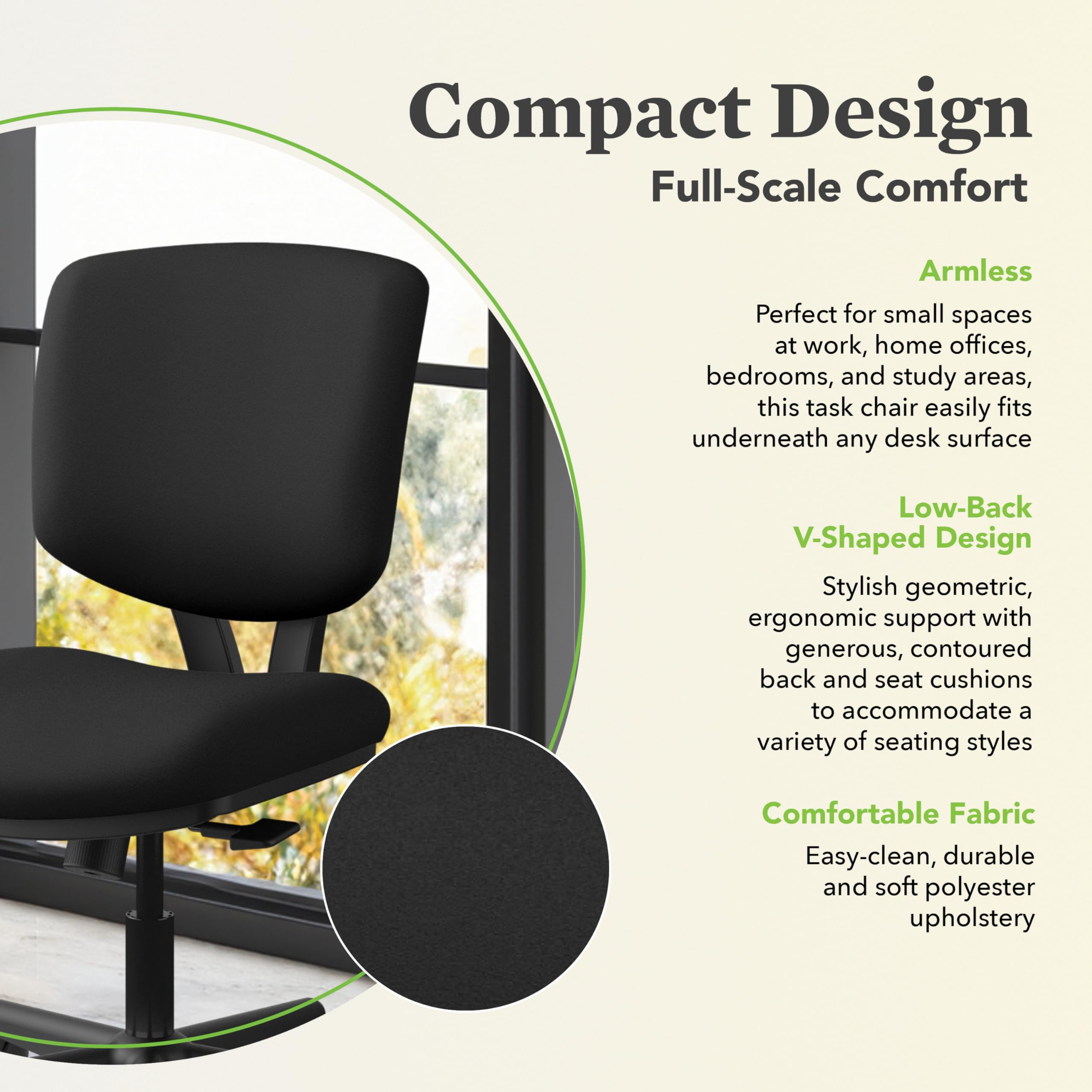 The HON Company GA90.T HON Volt Task Armless Office Chair for Computer Desk, Navy/Blue (H5703), Synchro-Tilt