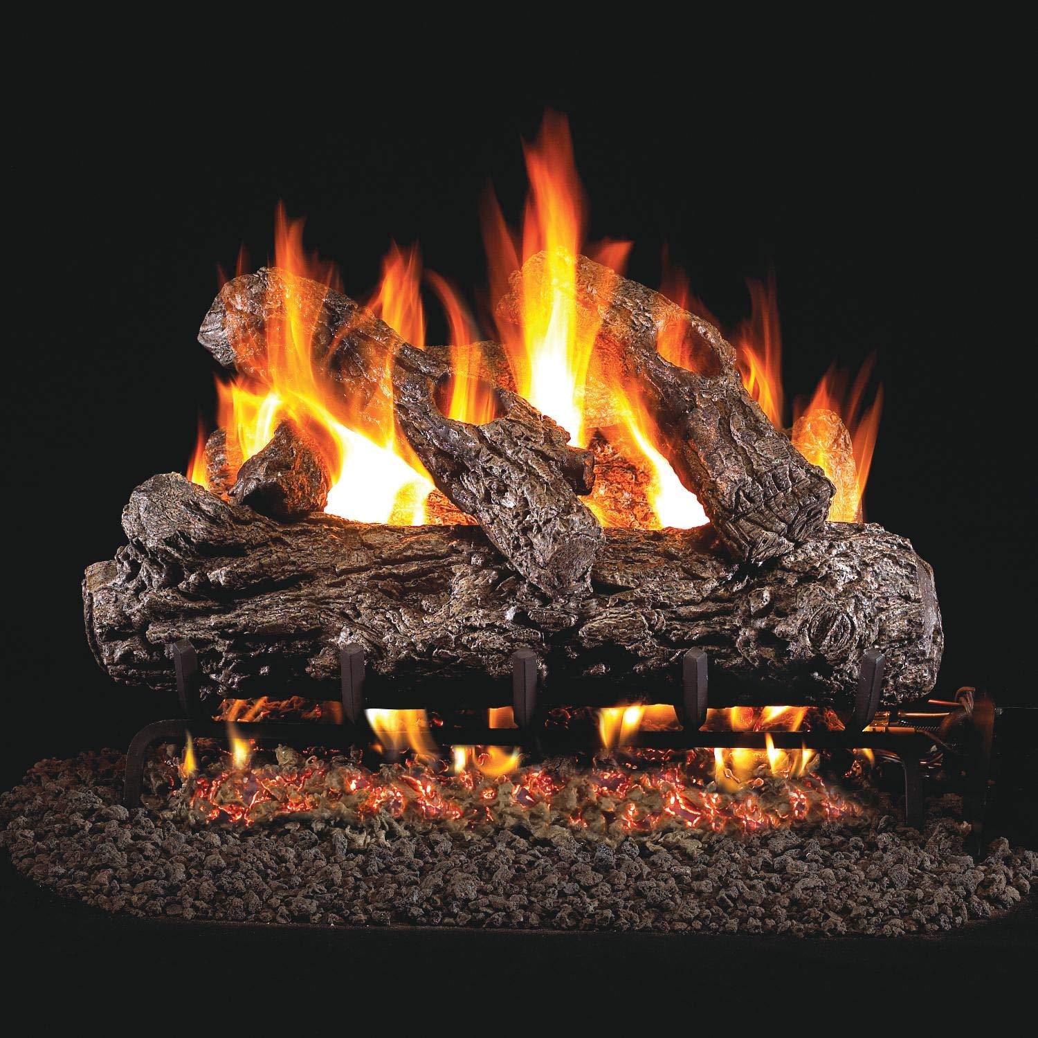 RealFyre Peterson 24-inch Rustic Oak Log Set with Vented Natural Gas G45 Burner - Match Light