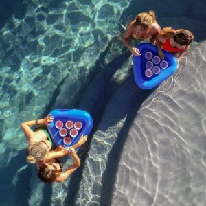 GoPong Pool Pong Rack Floating Beer Pong Set, Includes 2 Rafts and 3 Pong Balls