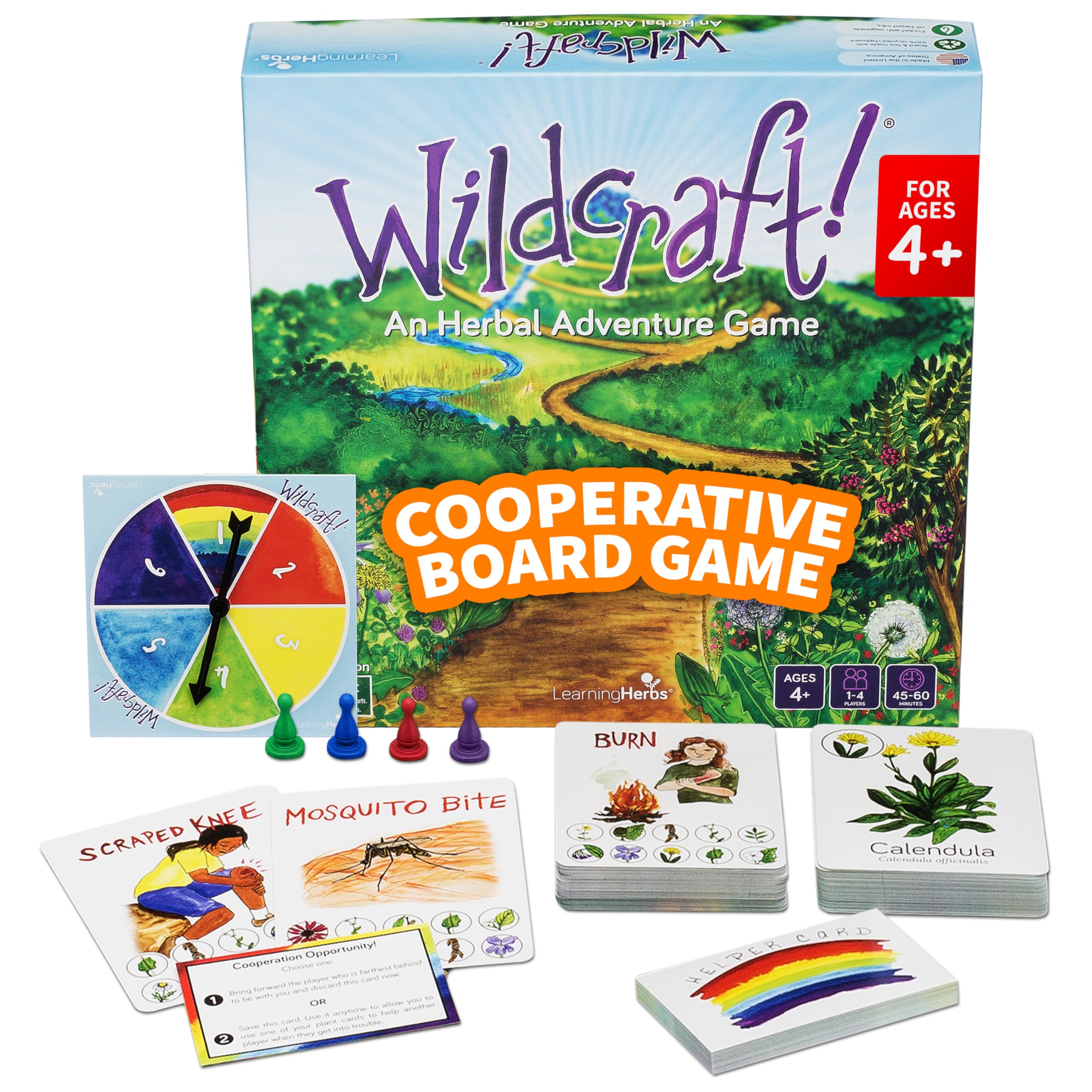 Wildcraft! an Herbal Adventure Game/Family Game: Cooperative Board Games for 4+ Year Olds Learn 25 Herbs – Coop Board Games/Educational Games w/Learning Tools, incl. Plant Guide & Coloring Book