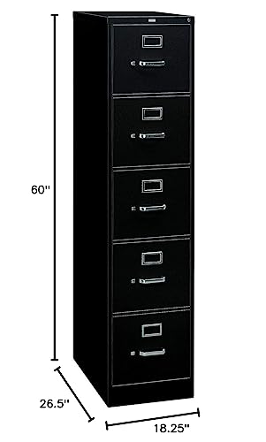 HON 5 Drawer Vertical File, 26-1/2"D, Legal, Black, HON315CPP