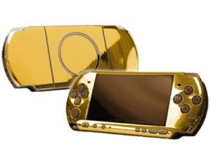 gold chrome mirror - vinyl decal mod skin kit by system skins - compatible with playstation portable 3000 console