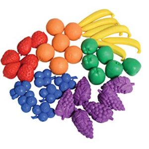 Edx Education Fruit Counters - Set of 108 - Early Math Manipulative for Kids - Teach Beginner Addition and Subtraction - Build Counting, Sorting and Language Skills