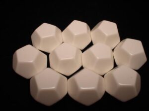 chessex special dice: white opaque blank d12 (10)