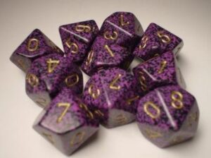 chessex dice sets: hurricane speckled - ten sided die d10 set (10)