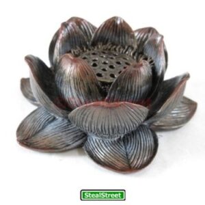 SUMMIT COLLECTION Eastern Enlightenment Lotus Flower Meditation Incense Burner, Zen Buddhist Home Décor