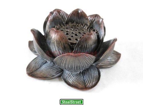 SUMMIT COLLECTION Eastern Enlightenment Lotus Flower Meditation Incense Burner, Zen Buddhist Home Décor