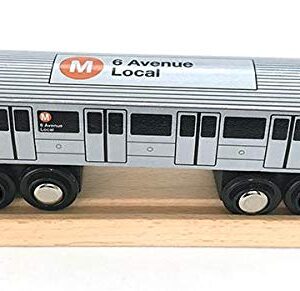 MUNI PALS Munipals New York City Subway Wooden Railway (B Division) F Train/6 Avenue Local–Child Safe and Tested Wood Toy Train