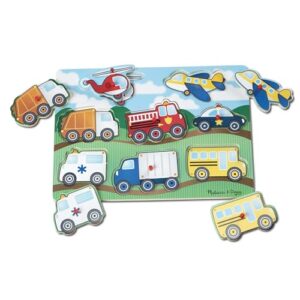 melissa & doug vehicles wooden peg puzzle (8 pcs)