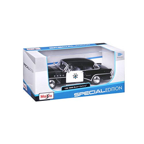 Maisto 1:26 Scale 1955 Buick Century Diecast Vehicle (Styles May Vary), Black, White