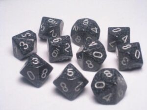 chessex dice sets: ninja speckled - ten sided die d10 set (10)