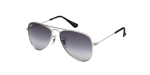 ray-ban jr. kids aviator kids sunglasses (rj9506) silver shiny/grey mirror - non-polarized - 50mm