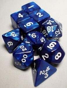 navy pearlized polyhedral dice set 10pc set in tube