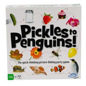 outset media - pickles to penguins family card game - quick thinking, crazy picture connection, matching game (ages 8+)