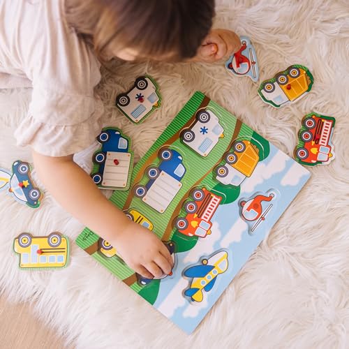 Melissa & Doug Vehicles Wooden Peg Puzzle (8 pcs)