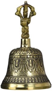 tibetan bell with dorje and striker - 5" bronze