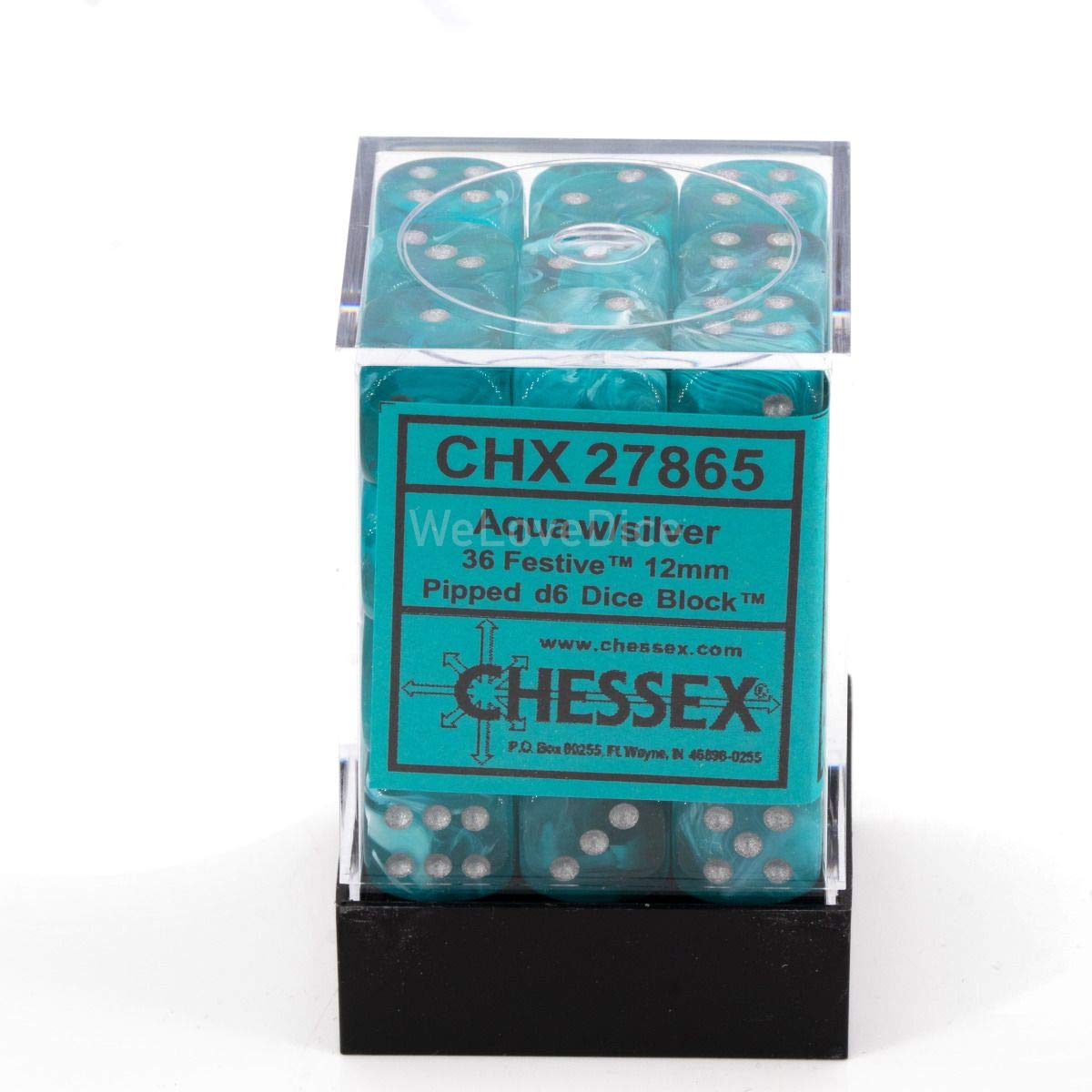 DND Dice Set-Chessex D&D Dice-12mm Cirrus Aqua and Silver Plastic Polyhedral Dice Set-Dungeons and Dragons Dice Includes 36 Dice – D6 (CHX27865)