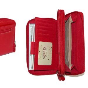 Buxton Pebbled Double Zip String Along Wallet RED