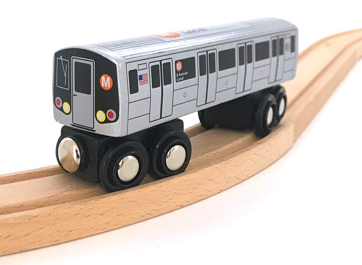 MUNI PALS Munipals New York City Subway Wooden Railway (B Division) F Train/6 Avenue Local–Child Safe and Tested Wood Toy Train