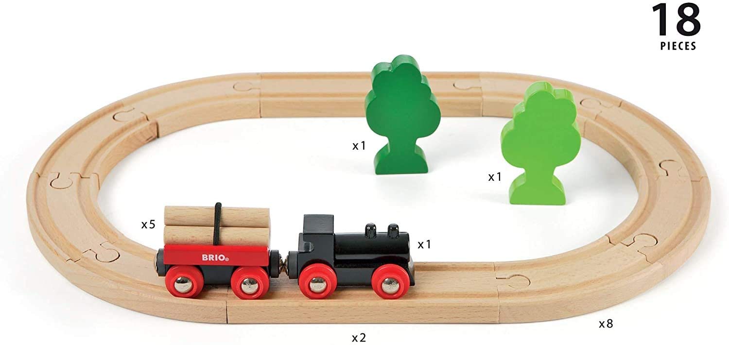 BRIO World - 33042 Little Forest Train Set - Premium 18-Piece Wooden Toy Train Set with Track and Accessories | Perfect for Kids Ages 3 and Up | FSC Certified for Sustainability