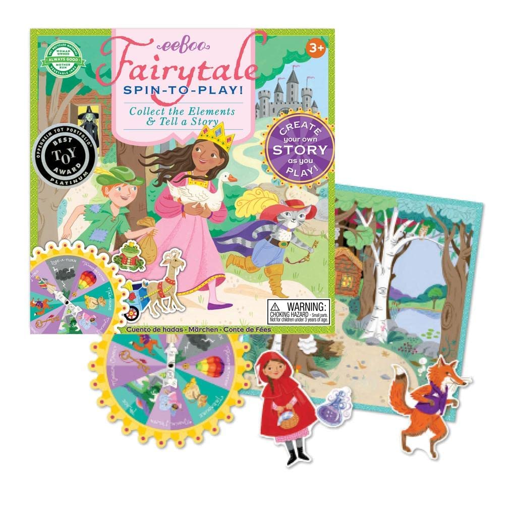 eeBoo: Fairytale Spinner, Collect The Elements & Tell a Story, Create Your Own Story as You Play, for 2 to 4 Players, for Ages 5 and up