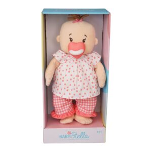 Manhattan Toy Baby Stella Peach with Light Brown Hair Soft First Baby Doll for Ages 1 Year and Up, 15"