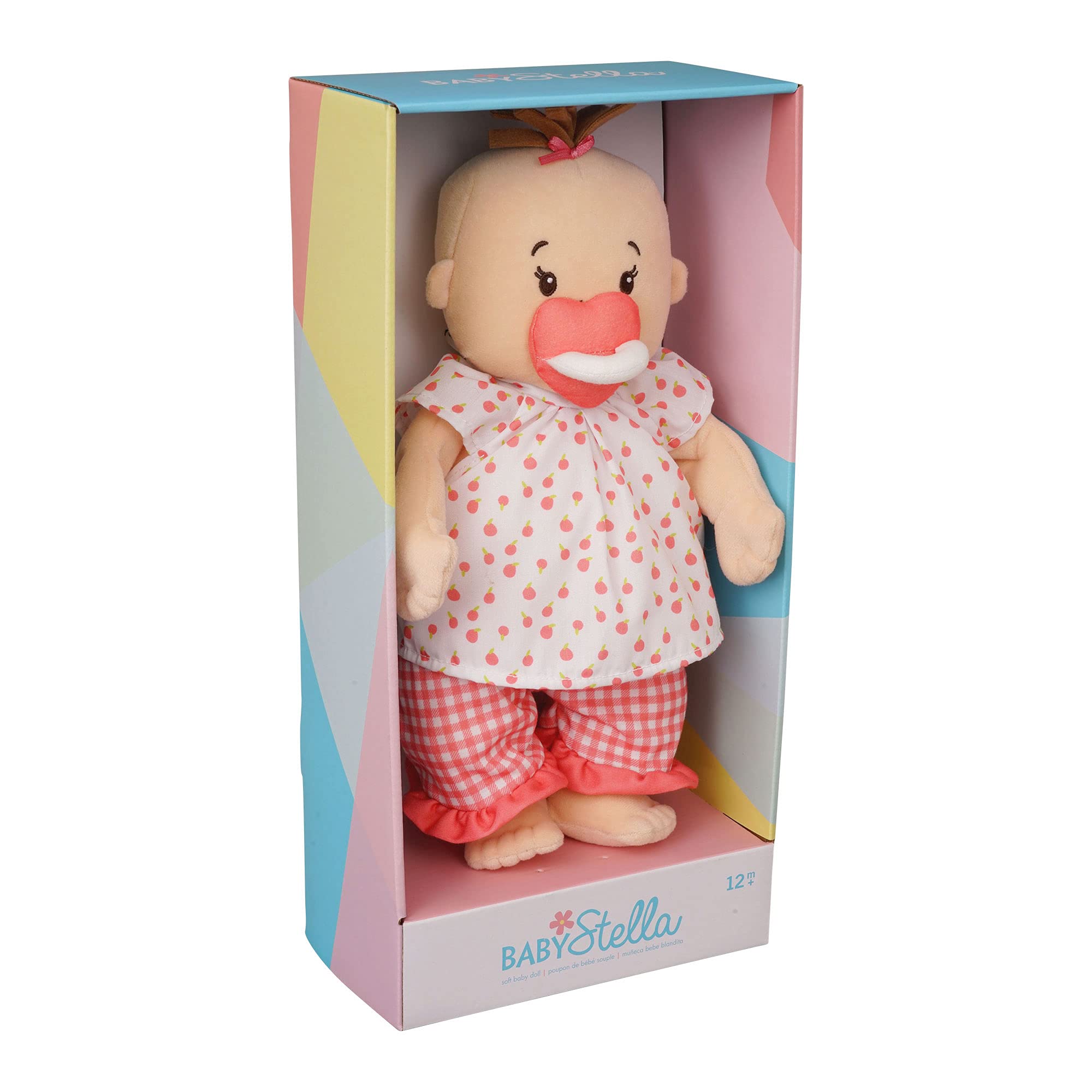 Manhattan Toy Baby Stella Peach with Light Brown Hair Soft First Baby Doll for Ages 1 Year and Up, 15"