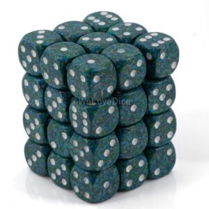 chessex speckled sea blue plastic polyhedral dice block, 12mm, 36 dice - d6