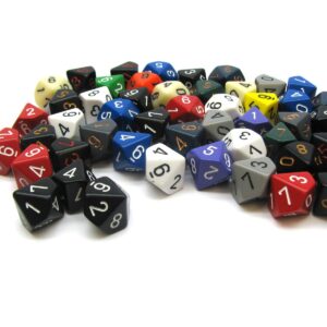 DND Dice Set-Chessex D&D Dice-16mm Assorted Opaque Plastic Polyhedral Dice Set-Dungeons and Dragons Dice Includes 50 Dice – D10