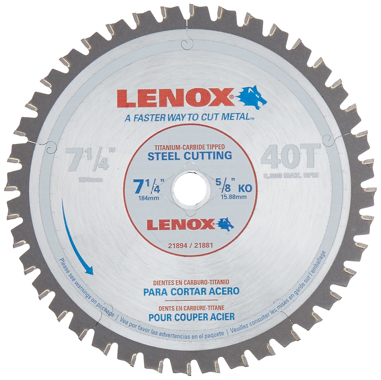 LENOX Tools Circular Saw Blade, Aluminum-Cutting, 7 1/4-inch, 60T (21882AL714060CT)