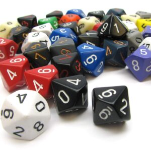 DND Dice Set-Chessex D&D Dice-16mm Assorted Opaque Plastic Polyhedral Dice Set-Dungeons and Dragons Dice Includes 50 Dice – D10