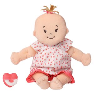 manhattan toy baby stella peach with light brown hair soft first baby doll for ages 1 year and up, 15"