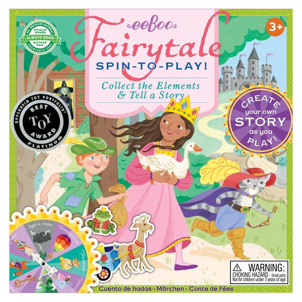 eeBoo: Fairytale Spinner, Collect The Elements & Tell a Story, Create Your Own Story as You Play, for 2 to 4 Players, for Ages 5 and up