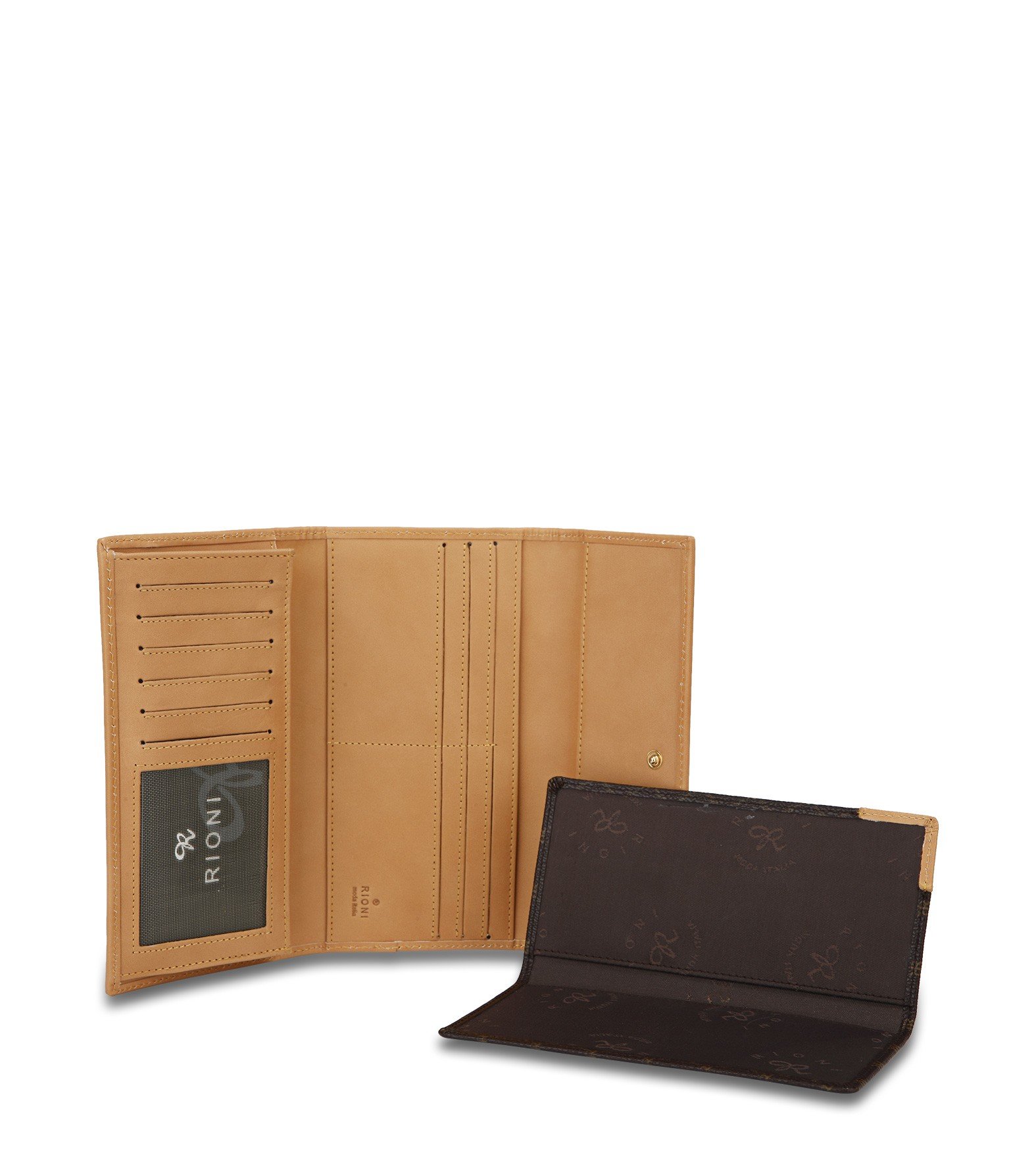 RIONI Signature - Checkbook Wallet (L7.3 x H4", Brown)