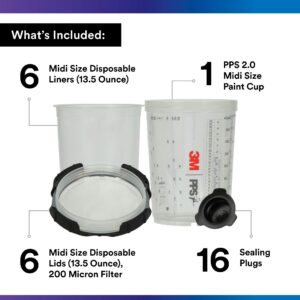 3M PPS 2.0 Paint Spray Gun System Starter Kit 26170,13.5 Ounces,200-micron Filter,Use for Cars,Furniture,Home & more,1 Cup,6 Disposable Lids and Liners,16 Sealing Plugs